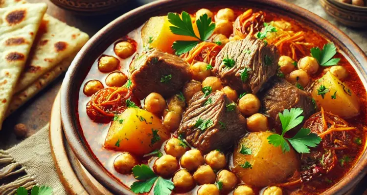 Abgoosht Recipe - Persian Meat and Chickpea Stew with Bread and Pickles