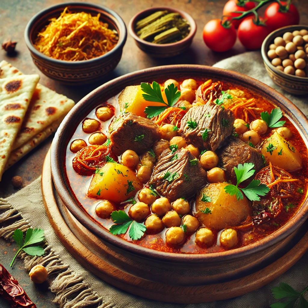 Abgoosht Recipe - Persian Meat and Chickpea Stew with Bread and Pickles